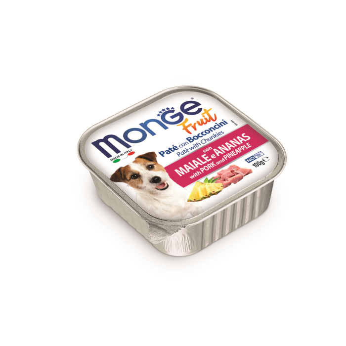 Order Monge Wet Dog Food Pate with Chunkies Pork Pineapple 100 g Fast delivery via Food4Pets